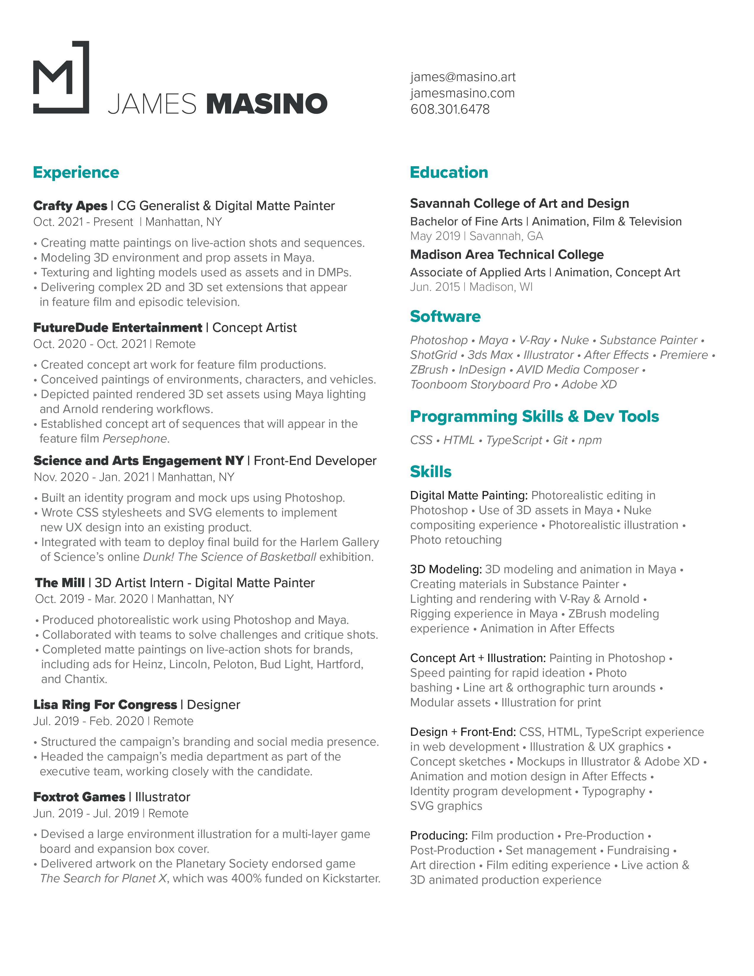 James Masino Resume – September 2022 – Website 1 – James Masino